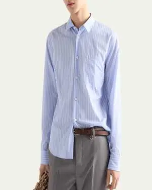Prada Riga Cotton Stripe Sport Shirt