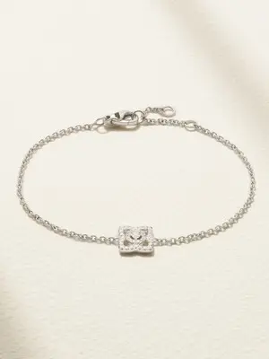DE BEERS LONDON 18k White Diamond Lotus Bracelet - Gold