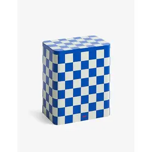 HAY Checkerboard-pattern Large Tin Container - Blue And Offwhite