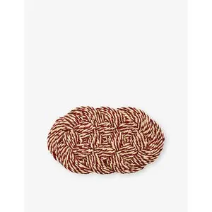 HAY Striped Coco Door Mat - Bordeaux And Off-white