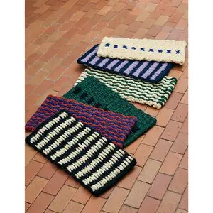 HAY Striped Coco Door Mat - Lavender And Navy