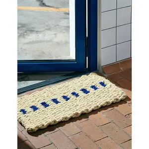 HAY Dot Coco Door Mat - White And Blue