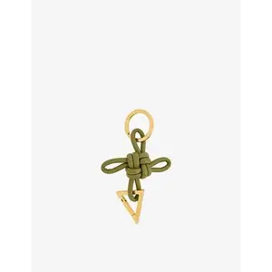 Bottega Veneta Triangle Knot Leather And Metal Keyring - Matcha-gold