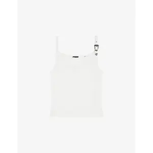 The Kooples Buckle-embellished Stretch-cotton Vest - Ecru