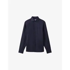 REISS Ruban Cutaway-collar Regular-fit Linen Shirt Xxl - Navy