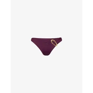 AWAY THAT DAY Cabo Verde Embellished Bikini Bottom - Plum