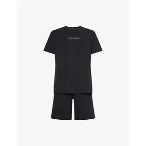 Calvin Klein Icon Logo-print Short-sleeve Cotton T-shirt And Short Set - Black