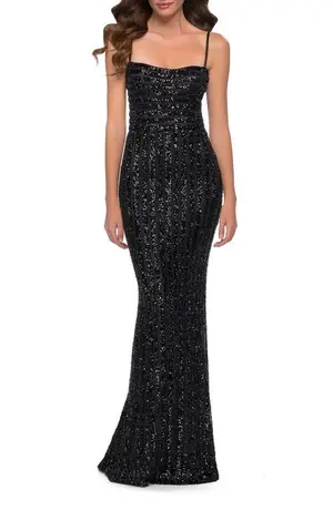 La Femme Modern Sequin Gown