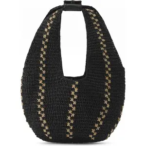 Helen Kaminski Aquarius Raffia Hobo Bag - Charcoal/ Natural