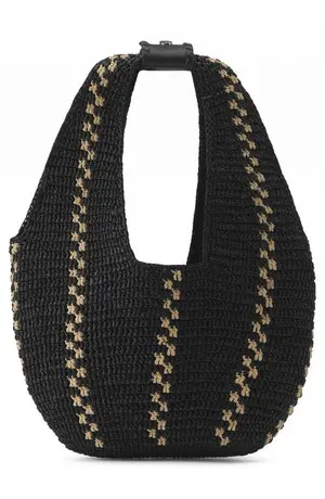 Helen Kaminski Aquarius Raffia Hobo Bag - Charcoal/ Natural