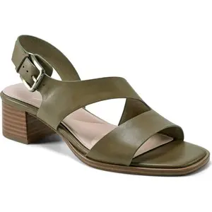 Rockport Leather Sandal With Stacked Block Heel - Dark Green