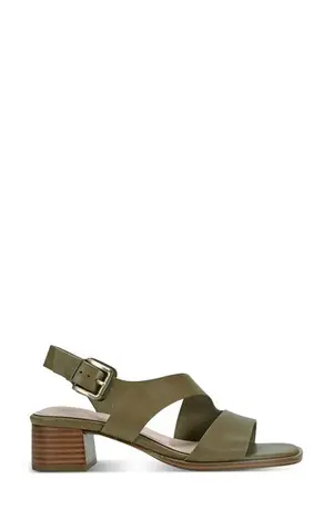 Rockport Leather Sandal With Stacked Block Heel - Dark Green