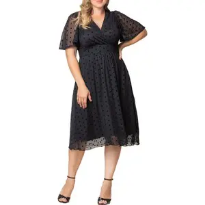 KIYONNA Margot Mesh Cocktail Dress Noir Dot