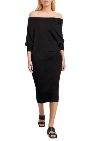 MARCELLA Julia Off The Shoulder Jersey Dress - Black