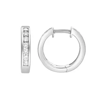 LUVMYJEWELRY 14k Gold Diamond Hoop Earrings - 14k White Gold