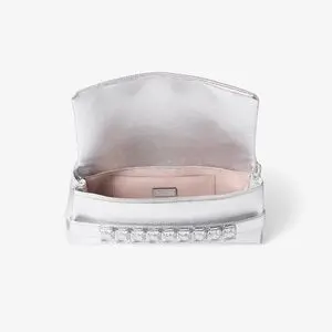 JIMMY CHOO Kya Metallic Nappa Leather Clutch Bag - Silver/crystal