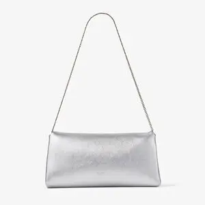 JIMMY CHOO Kya Metallic Nappa Leather Clutch Bag - Silver/crystal