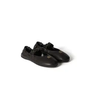 Miu Miu Ruches Nappa Leather Ballerinas - Black