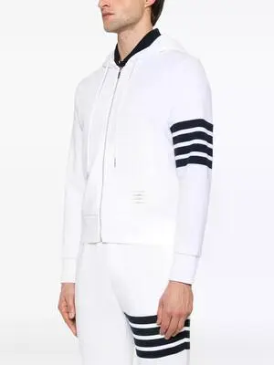Thom Browne 4-bar Stripe Zipped Hoodie - White