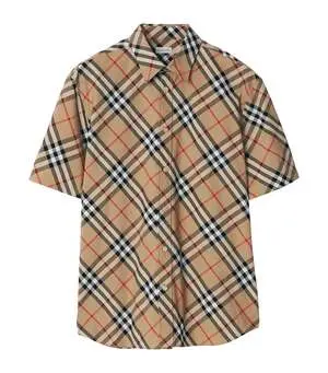 Burberry Organic Cotton Short-sleeve Check Shirt - Yellow