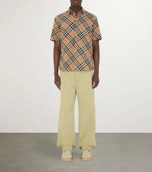 Burberry Organic Cotton Short-sleeve Check Shirt - Yellow