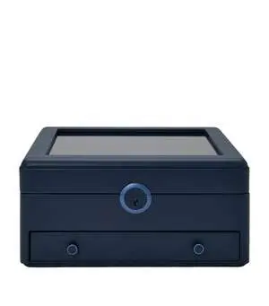 Wolf Earth Watch Box With Glass Lid - Blue
