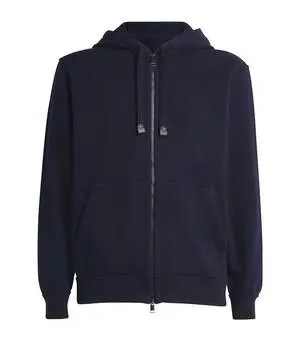 Brioni Stretch-cotton Zip-up Hoodie - Blue