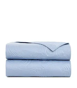 YVES DELORME COUTURE Supima Cotton Quilted Ondes Bedcover - Blue