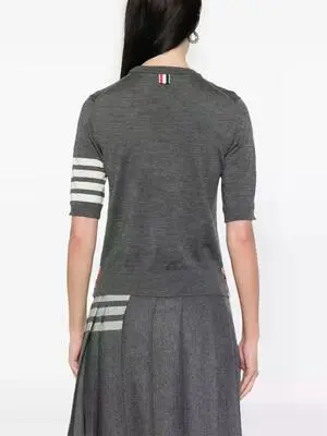 Thom Browne 4-bar Stripe Fine-knit T-shirt - Grey