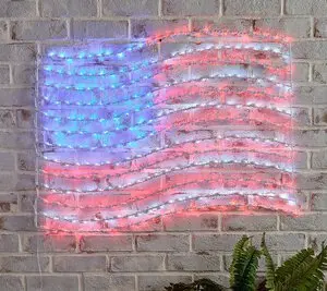 BETHLEHEM LIGHTS 36' Indoor/outdoor Illuminated American Flag - One-color