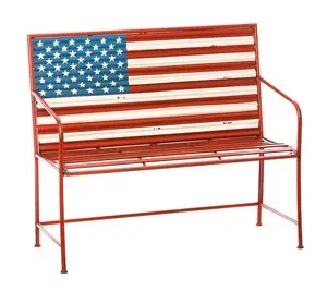 PLOW & HEARTH American Flag Metal Garden Bench - One-color