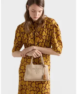 Prada Jardiniere Mini Cotton Canvas Handbag - Neutral