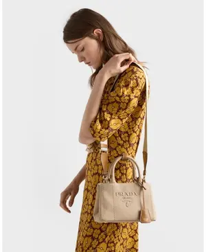 Prada Jardiniere Mini Cotton Canvas Handbag - Neutral