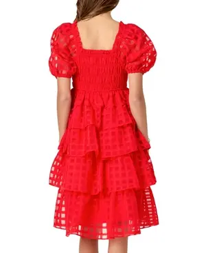 English Factory Check Organza Tie Midi Dress