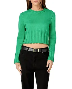 English Factory Open Back Cropped Sweater - Green