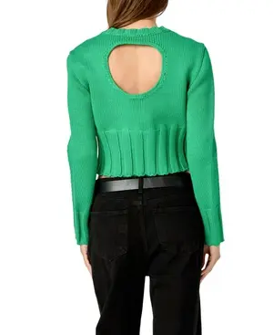 English Factory Open Back Cropped Sweater - Green