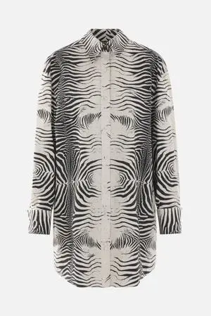 Roberto Cavalli Long Chiffon Botanical Print Dress - White