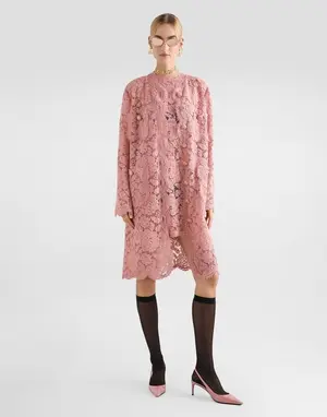 Dolce & Gabbana Floral Cordonnet Lace Coat With Dg Logo