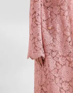 Dolce & Gabbana Floral Cordonnet Lace Coat With Dg Logo