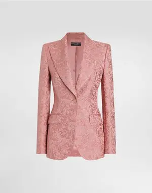 Dolce & Gabbana Single-breasted Floral Quilted Jacquard Turlington Jacket - Pink
