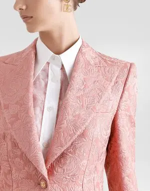 Dolce & Gabbana Single-breasted Floral Quilted Jacquard Turlington Jacket - Pink