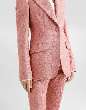 Dolce & Gabbana Single-breasted Floral Quilted Jacquard Turlington Jacket - Pink
