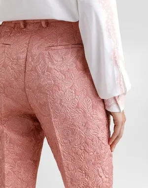 Dolce & Gabbana Tailored Quilted Floral Jacquard Pants - Pink