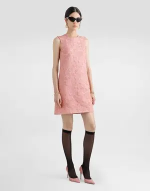 Dolce & Gabbana A-line Floral Matelassé Jacquard Short Dress - Multicolor