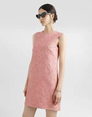 Dolce & Gabbana A-line Floral Matelassé Jacquard Short Dress - Multicolor
