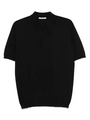 KANGRA Fine-ribbed Polo Shirt - Black
