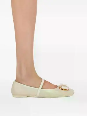 FERRAGAMO Vara Buckle-detail Ballet Flats - Neutrals