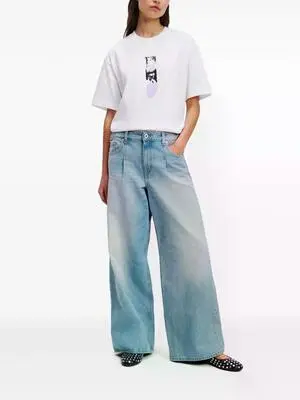 Karl Lagerfeld Wide-leg Pleated Jeans