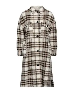 MARANT ETOILE Tartan Wool Blend Coat - Beige