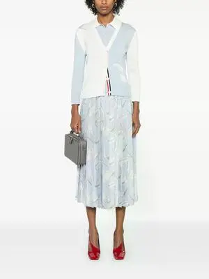 Thom Browne Feather-intarsia Cotton Cardigan - Blue